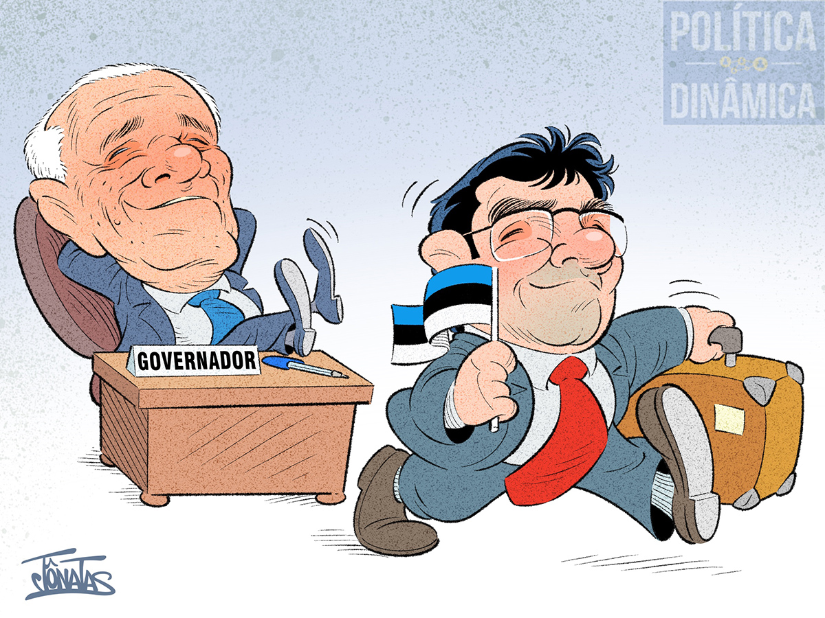 RAFAEL FAZ 1ª VIAGEM AO EXTERIOR - Jônatas Charges - Política Dinâmica